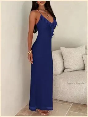 Dresses | Bodycon Formal Maxi Dress Spaghetti Strap Ruffle Cocktail ...